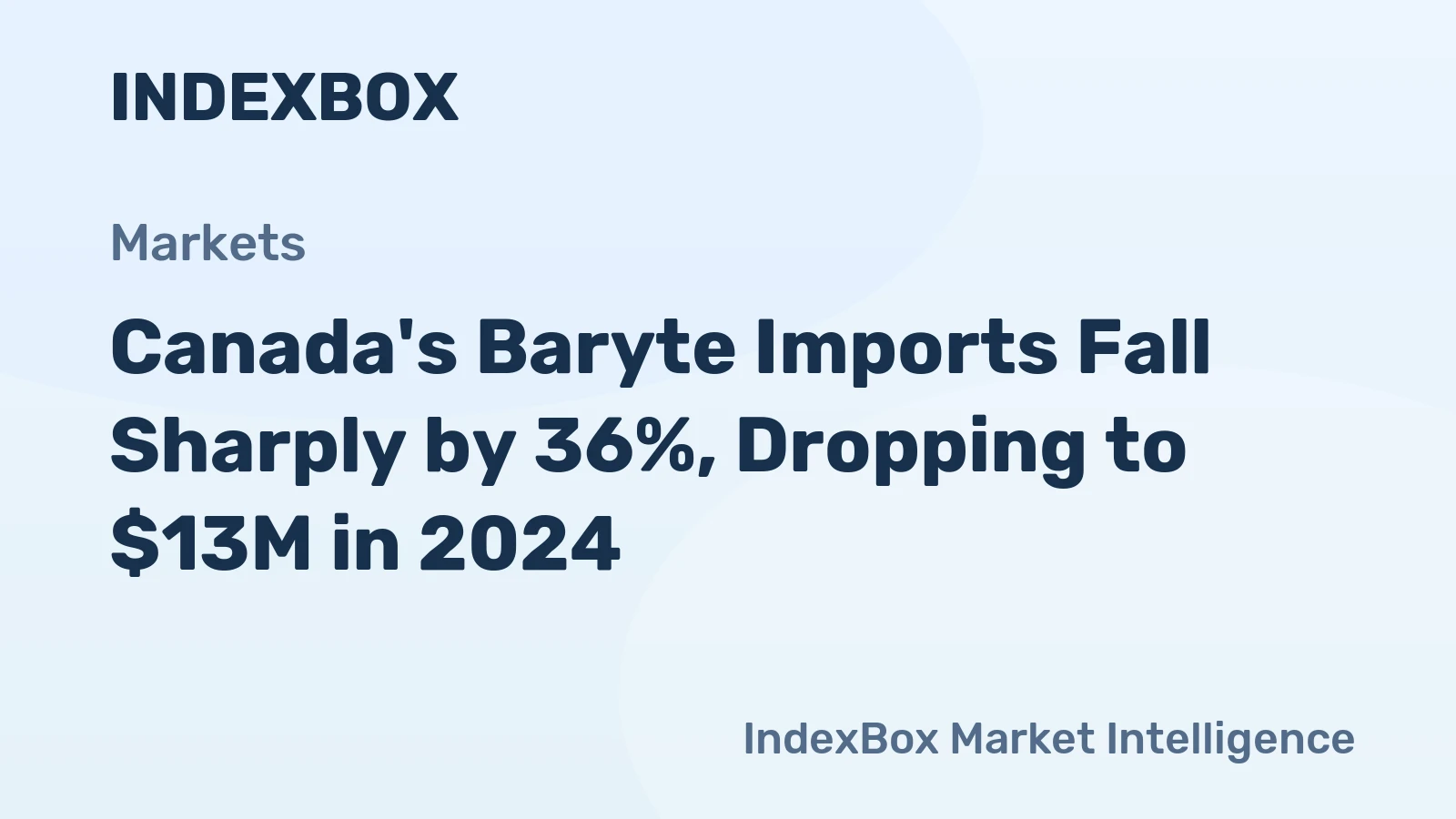 Canada's Baryte Imports Fall Sharply by 36%, Dropping to $13M in 2024