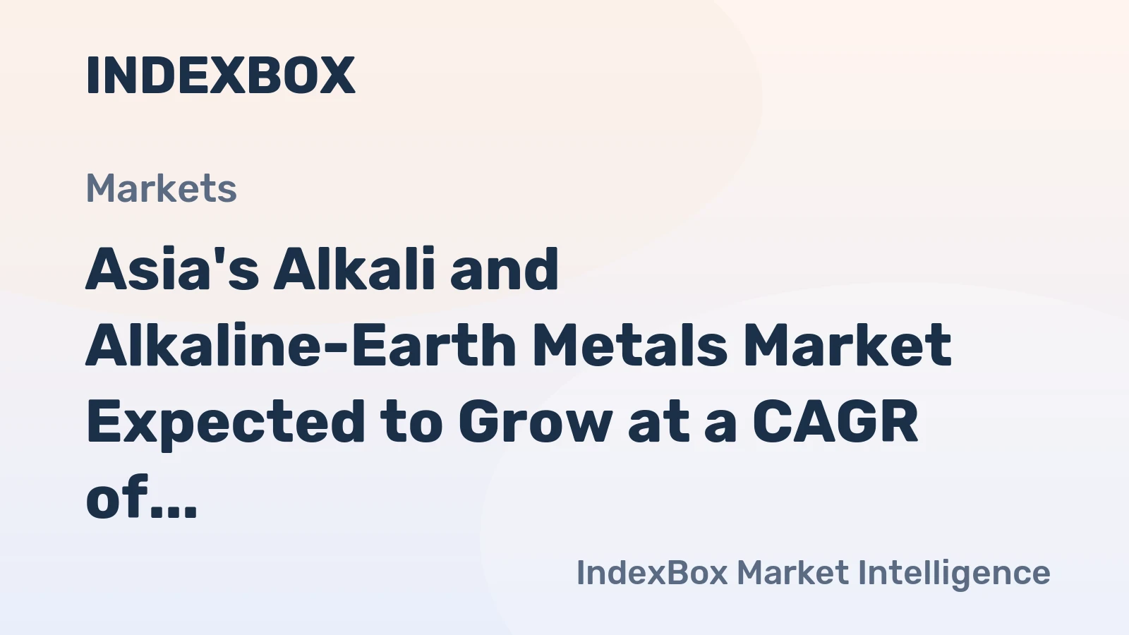 Asia's Alkali and Alkaline-Earth Metals Market Expected to Grow at a CAGR of +1.4% from 2024 to 2035