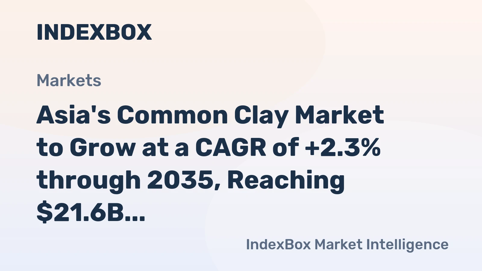 Asia's Common Clay Market to Grow at a CAGR of +2.3% through 2035, Reaching $21.6B in Value