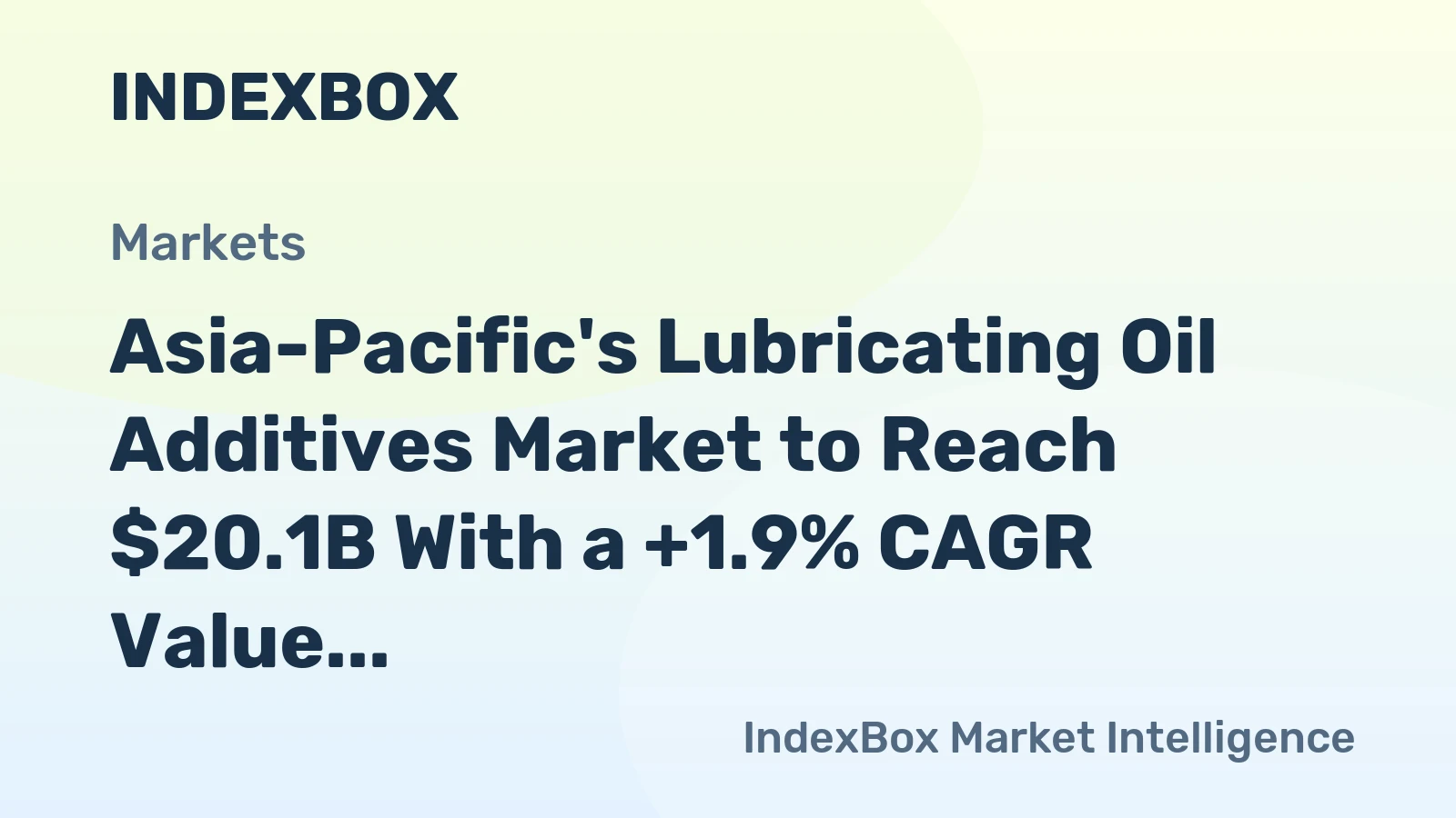 Asia-Pacific's Lubricating Oil Additives Market to Reach $20.1B With a +1.9% CAGR Value Growth Through 2035