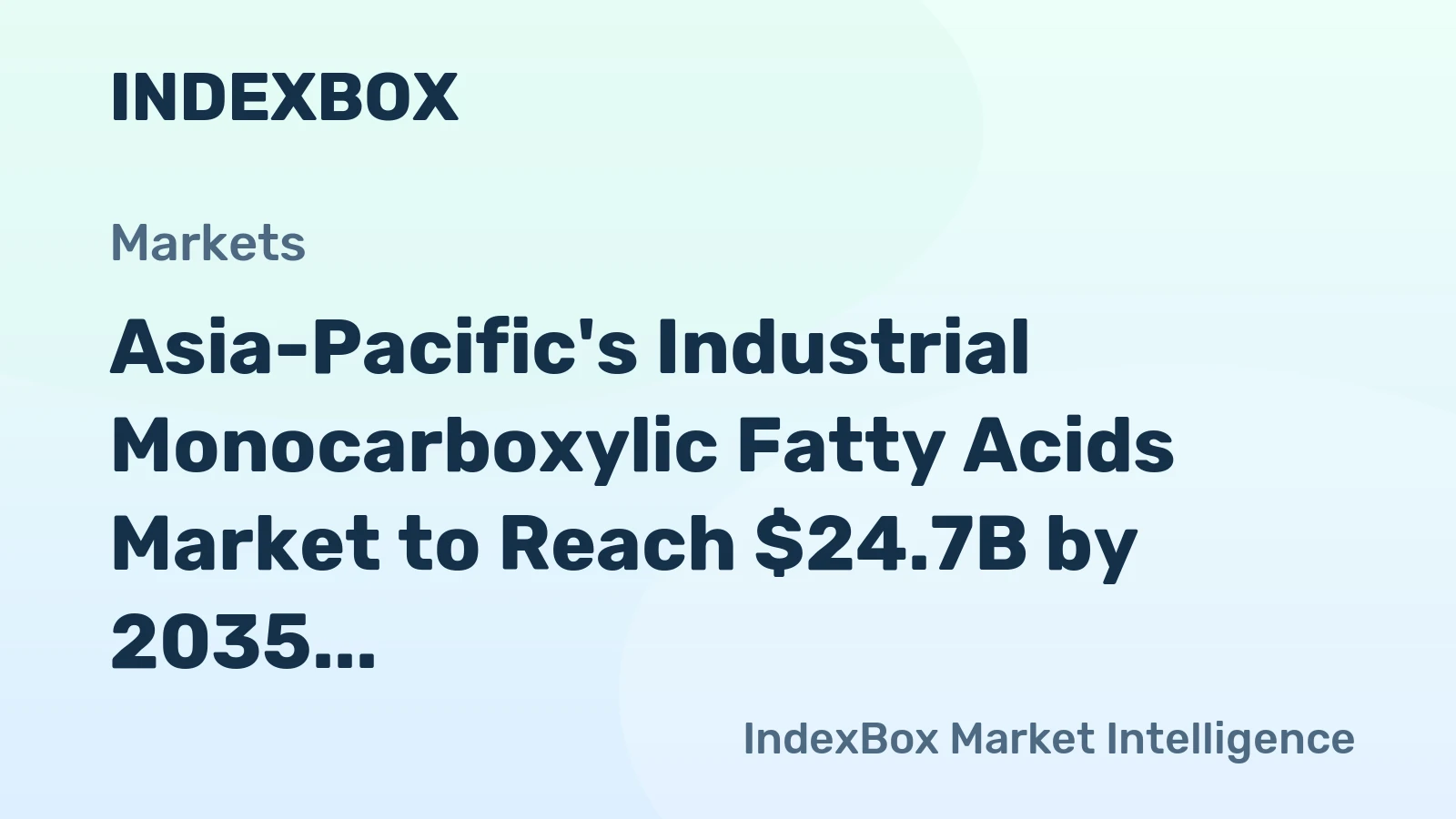 Asia-Pacific's Industrial Monocarboxylic Fatty Acids Market to Reach $24.7B by 2035 on Steady 3.0% CAGR Value Growth