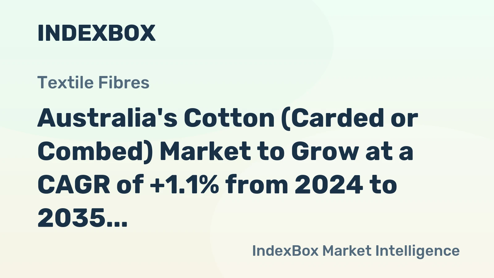 Australia's Cotton (Carded or Combed) Market to Grow at a CAGR of +1.1% from 2024 to 2035