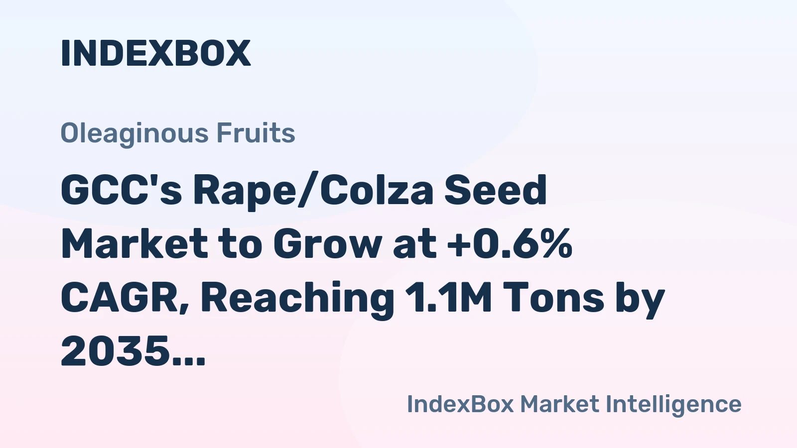 GCC's Rape/Colza Seed Market to Grow at +0.6% CAGR, Reaching 1.1M Tons by 2035