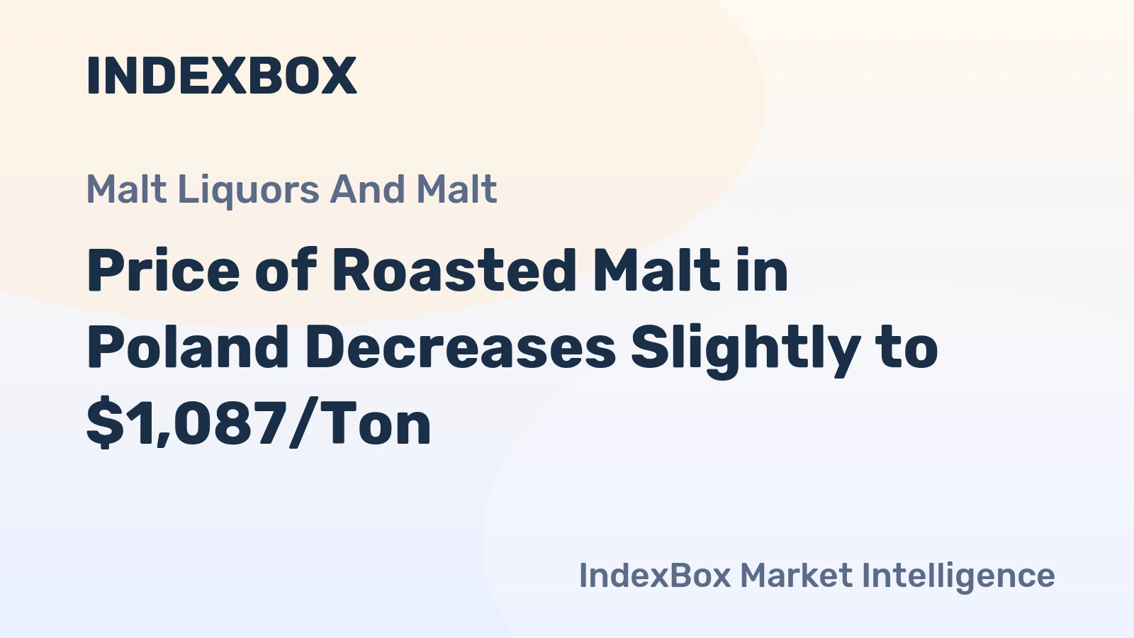 Price of Roasted Malt in Poland Decreases Slightly to $1,087/Ton