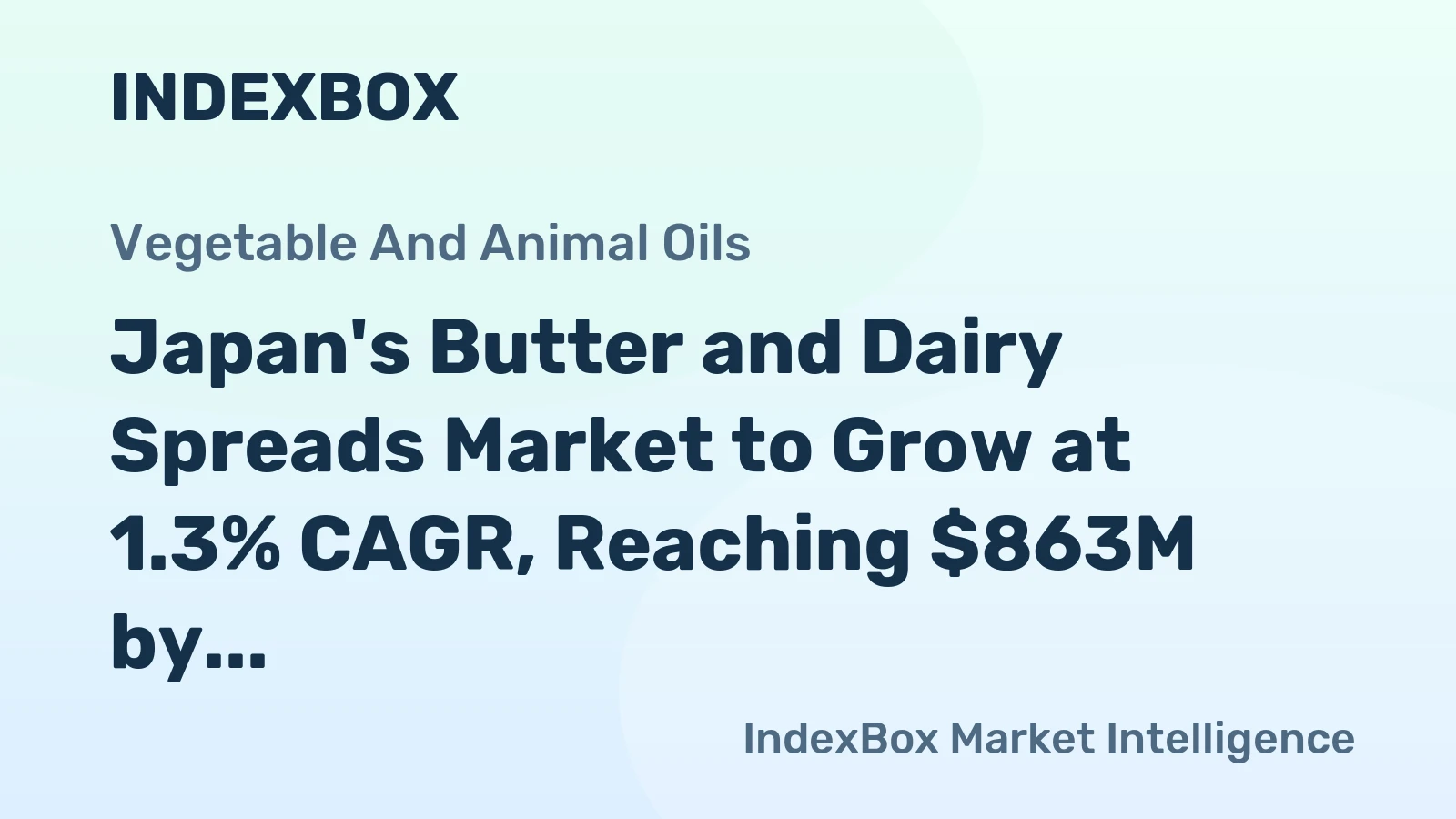 Japan's Butter and Dairy Spreads Market to Grow at 1.3% CAGR, Reaching $863M by 2035