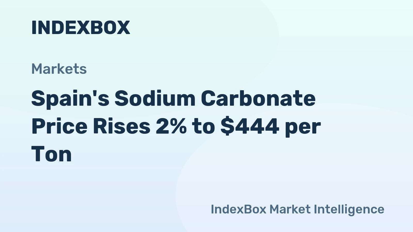 Spain's Sodium Carbonate Price Rises 2% to $444 per Ton