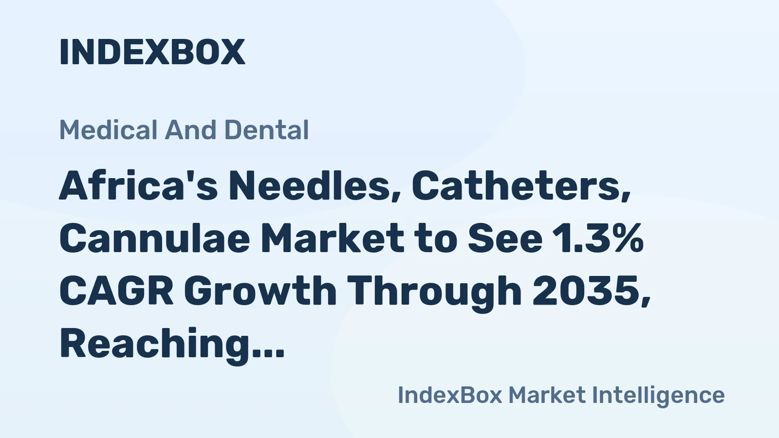 Africa's Needles, Catheters, Cannulae Market to See 1.3% CAGR Growth Through 2035, Reaching $3.8B