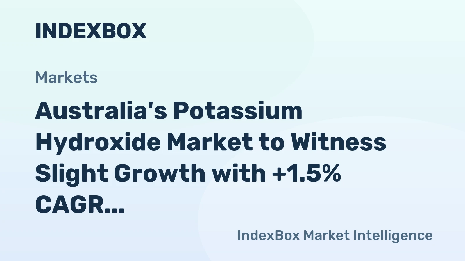 Australia's Potassium Hydroxide Market to Witness Slight Growth with +1.5% CAGR in Volume and +3.0% CAGR in Value from 2024 to 2035