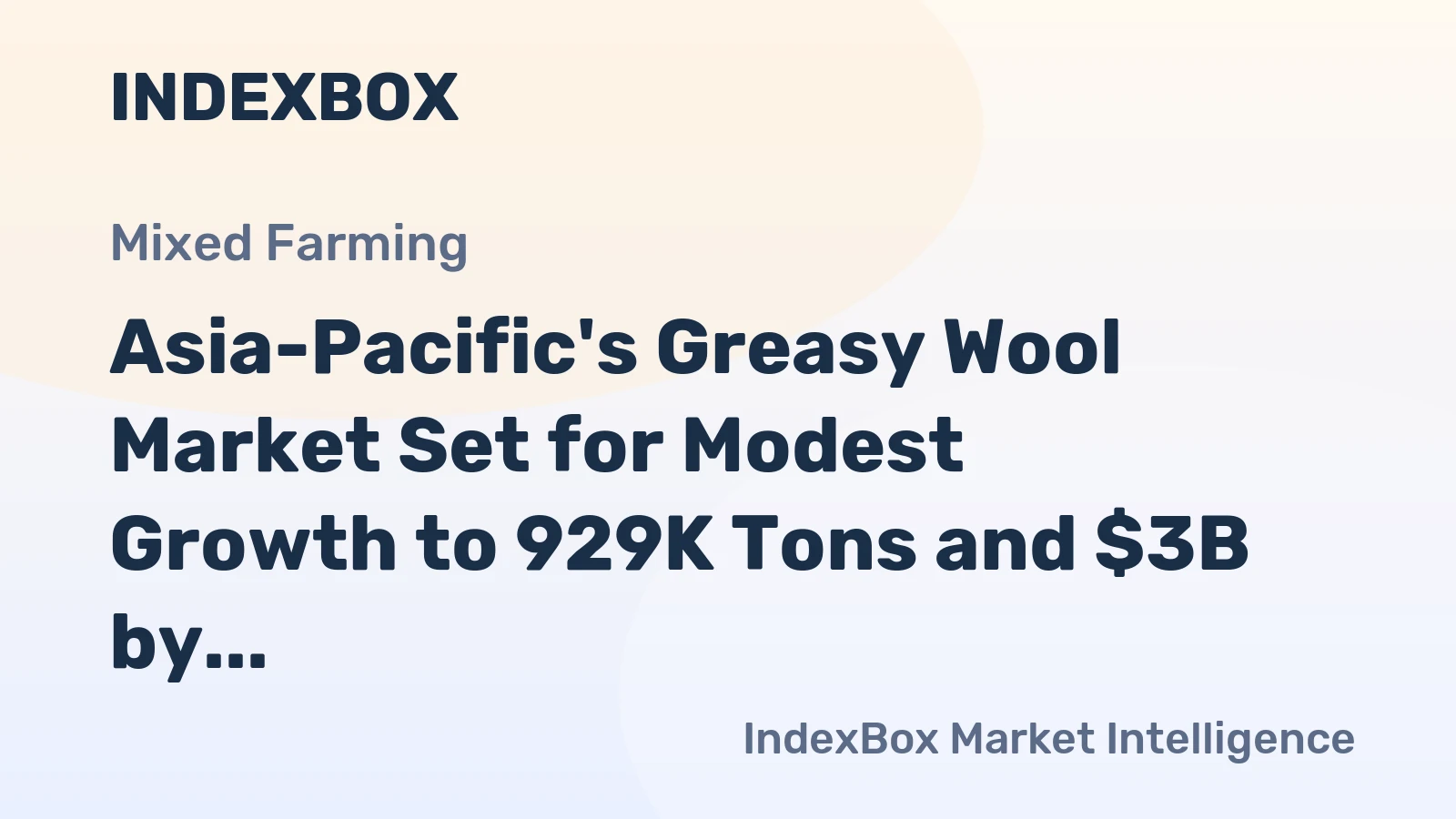 Asia-Pacific's Greasy Wool Market Set for Modest Growth to 929K Tons and $3B by 2035