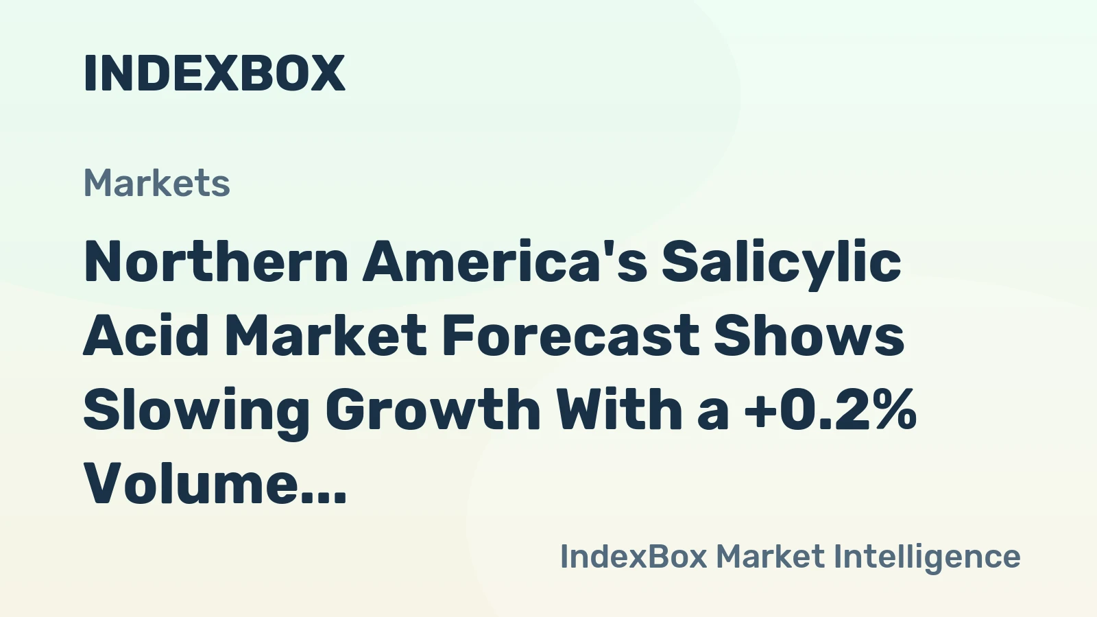Northern America's Salicylic Acid Market Forecast Shows Slowing Growth With a +0.2% Volume CAGR