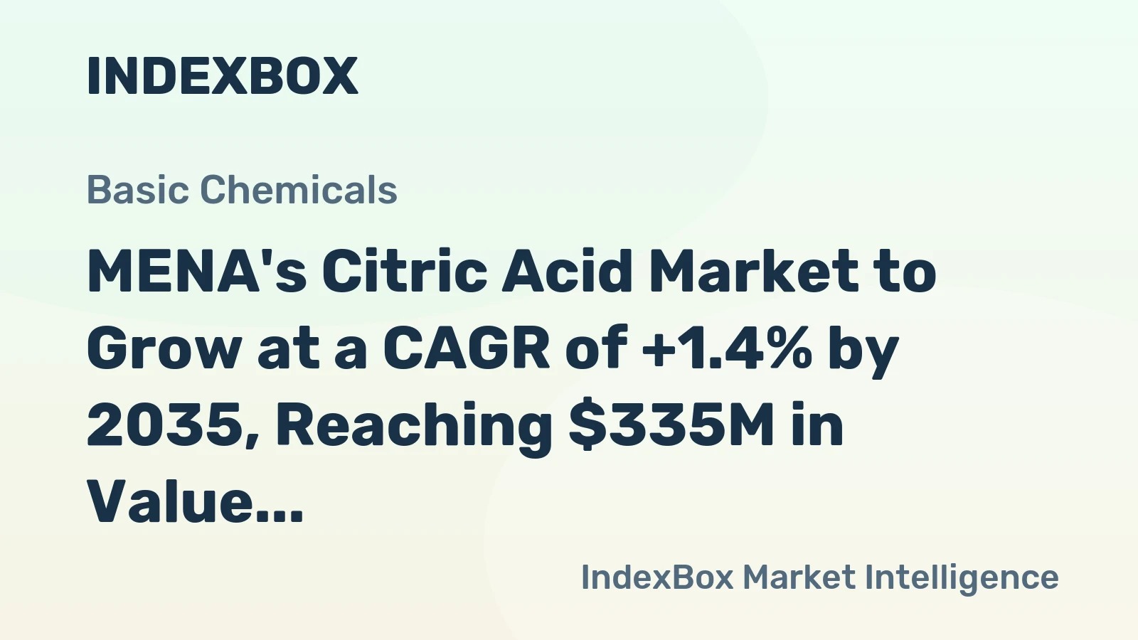 MENA's Citric Acid Market to Grow at a CAGR of +1.4% by 2035, Reaching $335M in Value