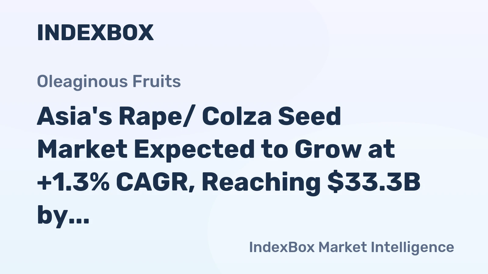 Asia's Rape/ Colza Seed Market Expected to Grow at +1.3% CAGR, Reaching $33.3B by 2035