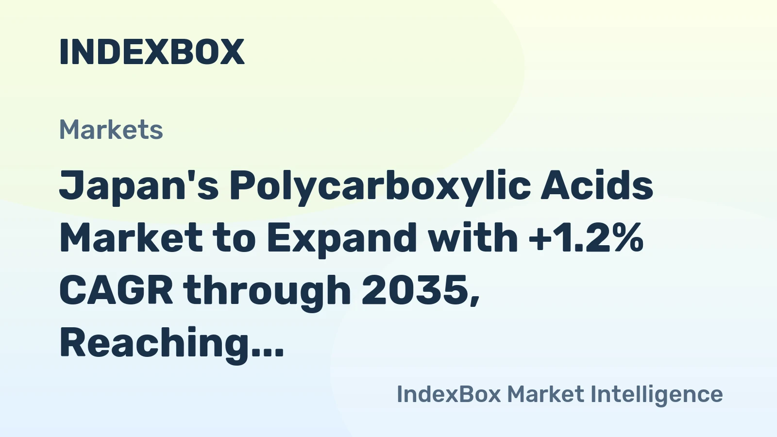 Japan's Polycarboxylic Acids Market to Expand with +1.2% CAGR through 2035, Reaching 1.1M tons