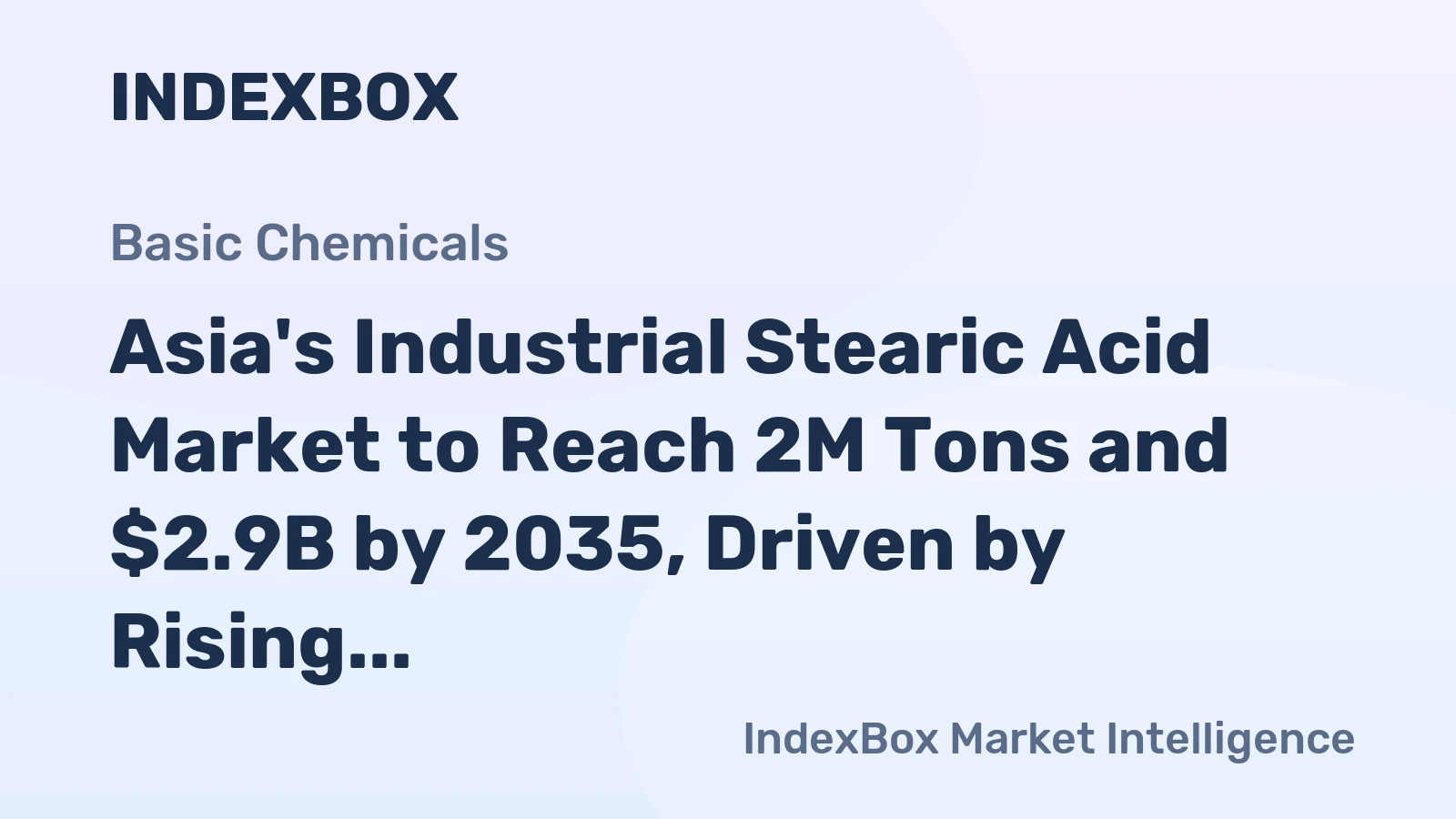 Asia's Industrial Stearic Acid Market to Reach 2M Tons and $2.9B by 2035, Driven by Rising Demand