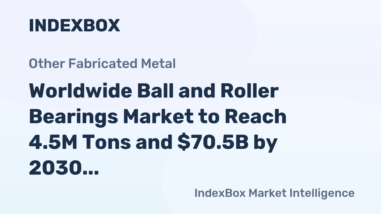 Worldwide Ball and Roller Bearings Market to Reach 4.5M Tons and $70.5B by 2030, Driven by Increasing Demand