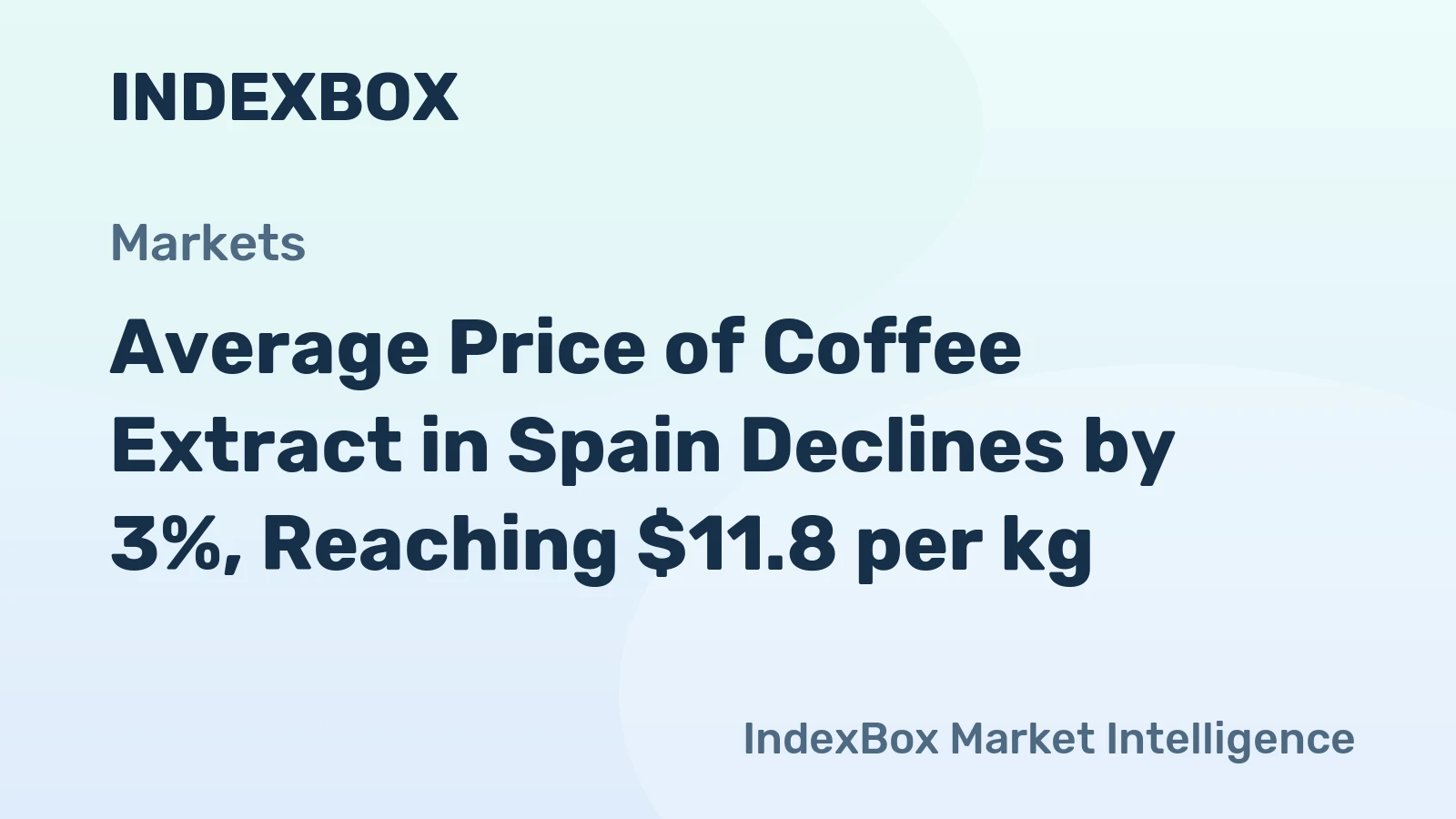 Average Price of Coffee Extract in Spain Declines by 3%, Reaching $11.8 per kg