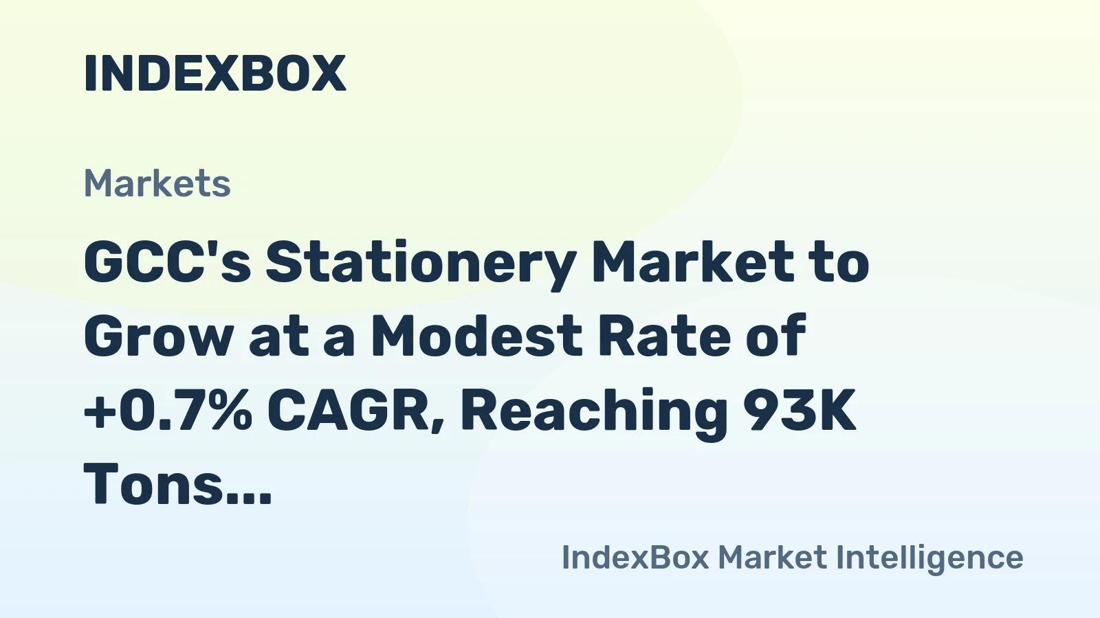 GCC's Stationery Market to Grow at a Modest Rate of +0.7% CAGR, Reaching 93K Tons by 2035