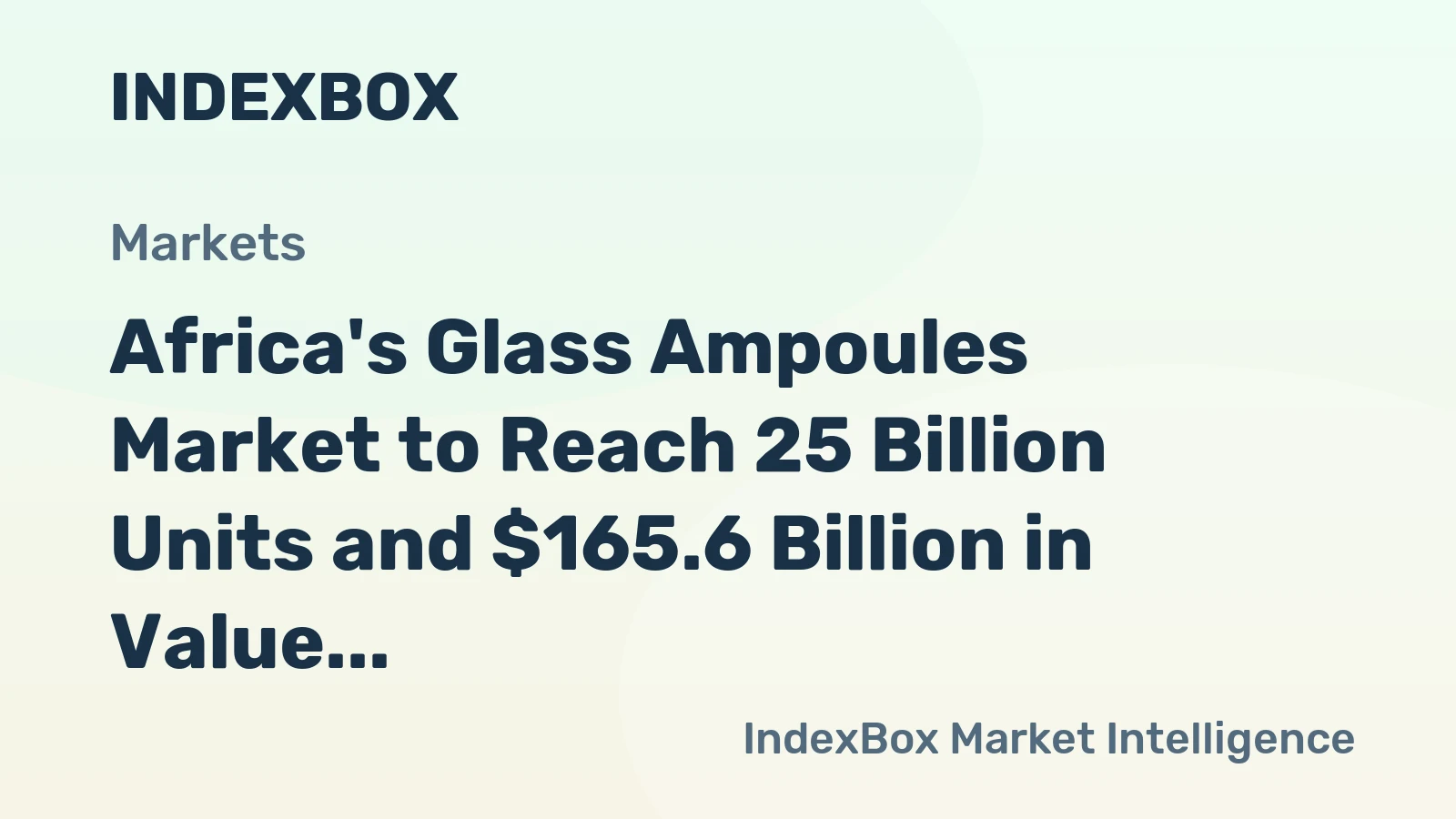 Africa's Glass Ampoules Market to Reach 25 Billion Units and $165.6 Billion in Value by 2035