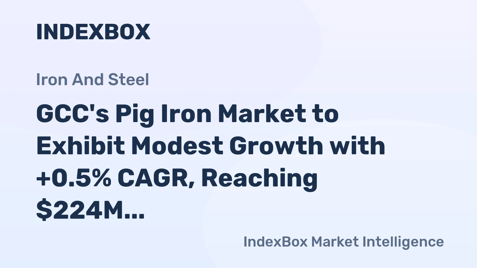 GCC's Pig Iron Market to Exhibit Modest Growth with +0.5% CAGR, Reaching $224M by 2035