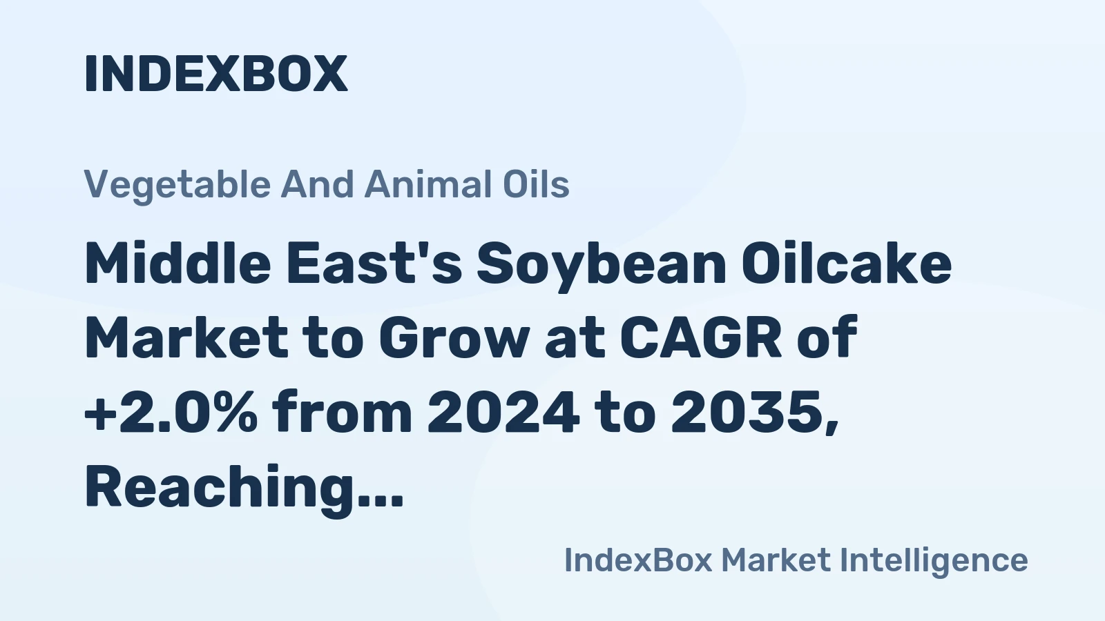 Middle East's Soybean Oilcake Market to Grow at CAGR of +2.0% from 2024 to 2035, Reaching $10.6B