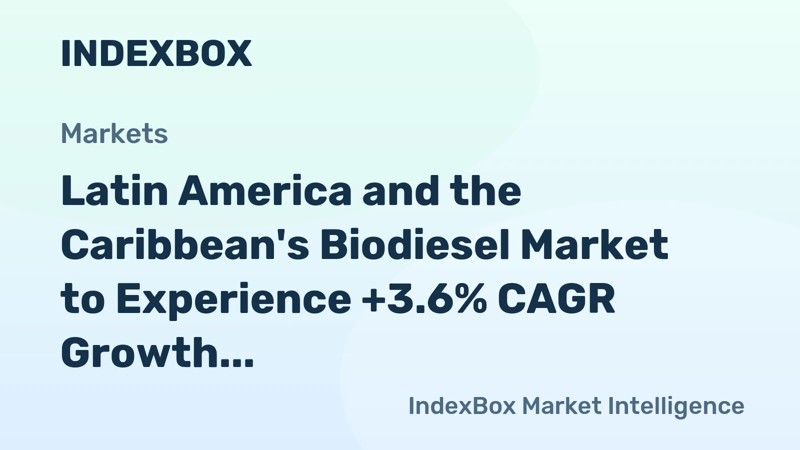 Latin America and the Caribbean's Biodiesel Market to Experience +3.6% CAGR Growth, Reaching $14.2B by 2035