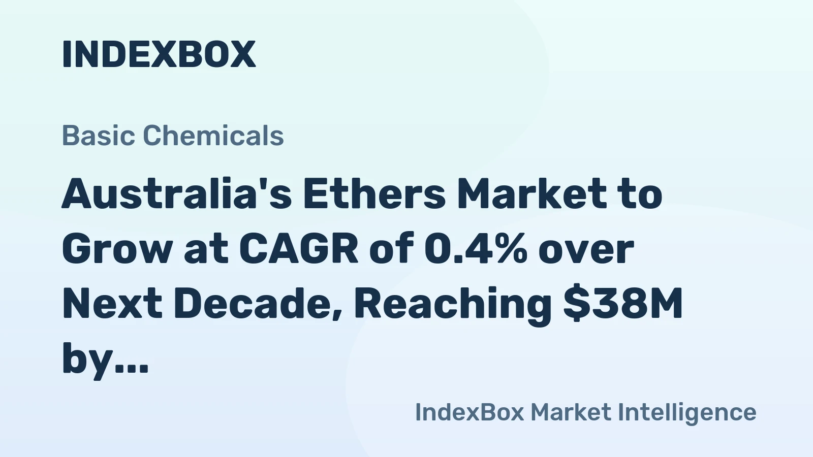 Australia's Ethers Market to Grow at CAGR of 0.4% over Next Decade, Reaching $38M by 2035