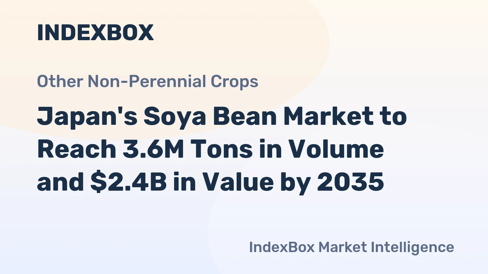 Japan's Soya Bean Market to Reach 3.6M Tons in Volume and $2.4B in Value by 2035