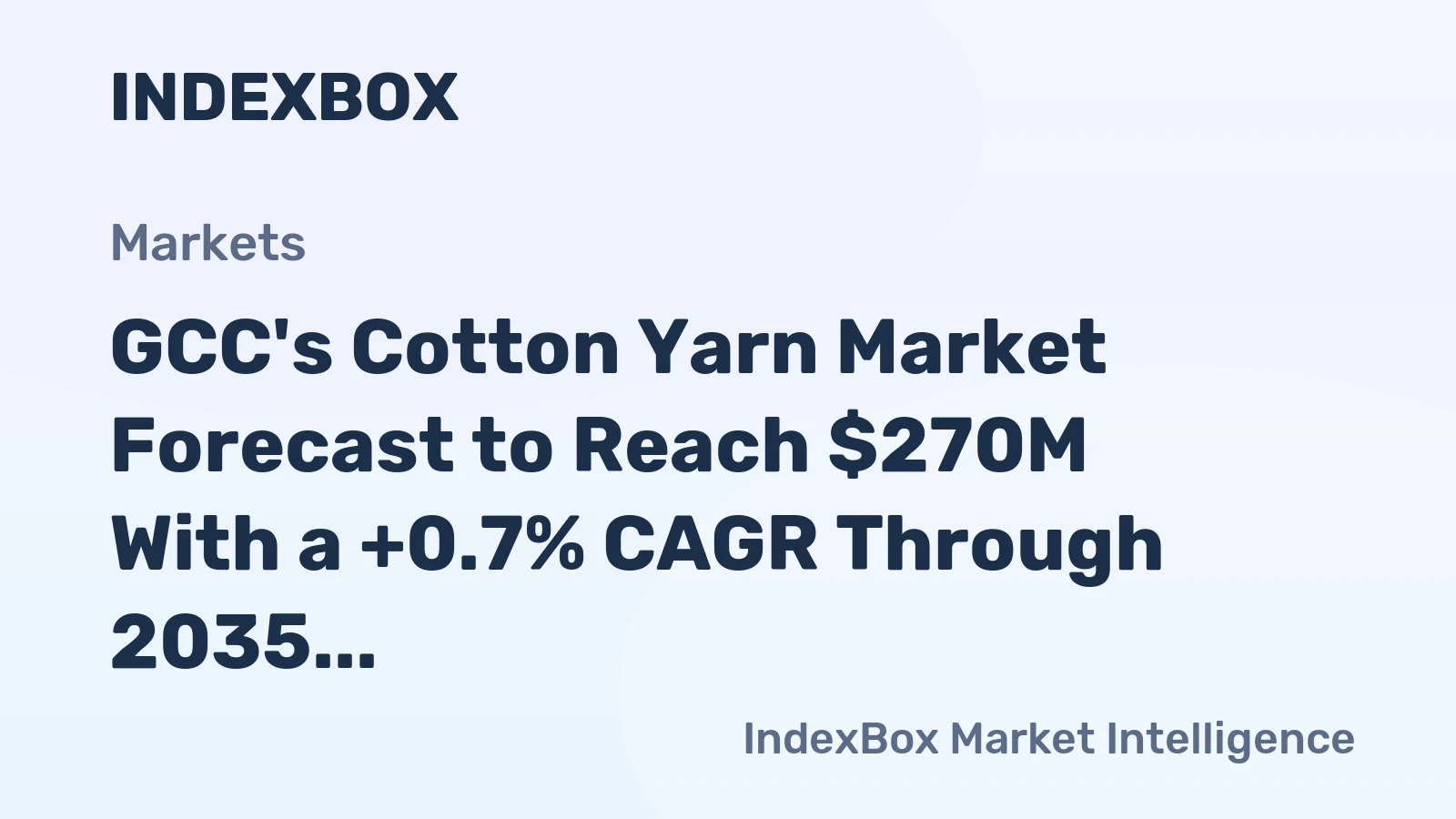 GCC's Cotton Yarn Market Forecast to Reach $270M With a +0.7% CAGR Through 2035