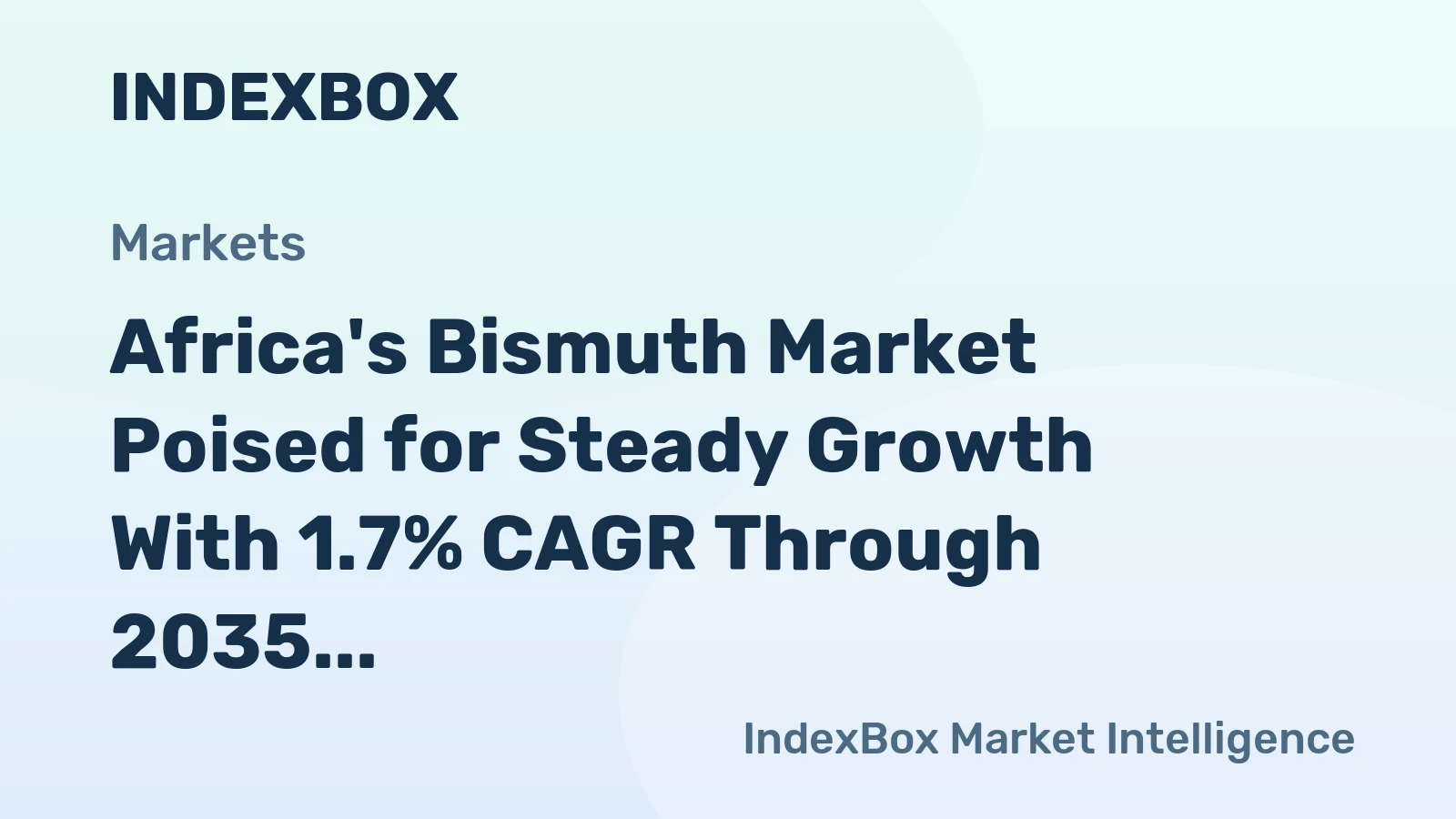 Africa's Bismuth Market Poised for Steady Growth With 1.7% CAGR Through 2035
