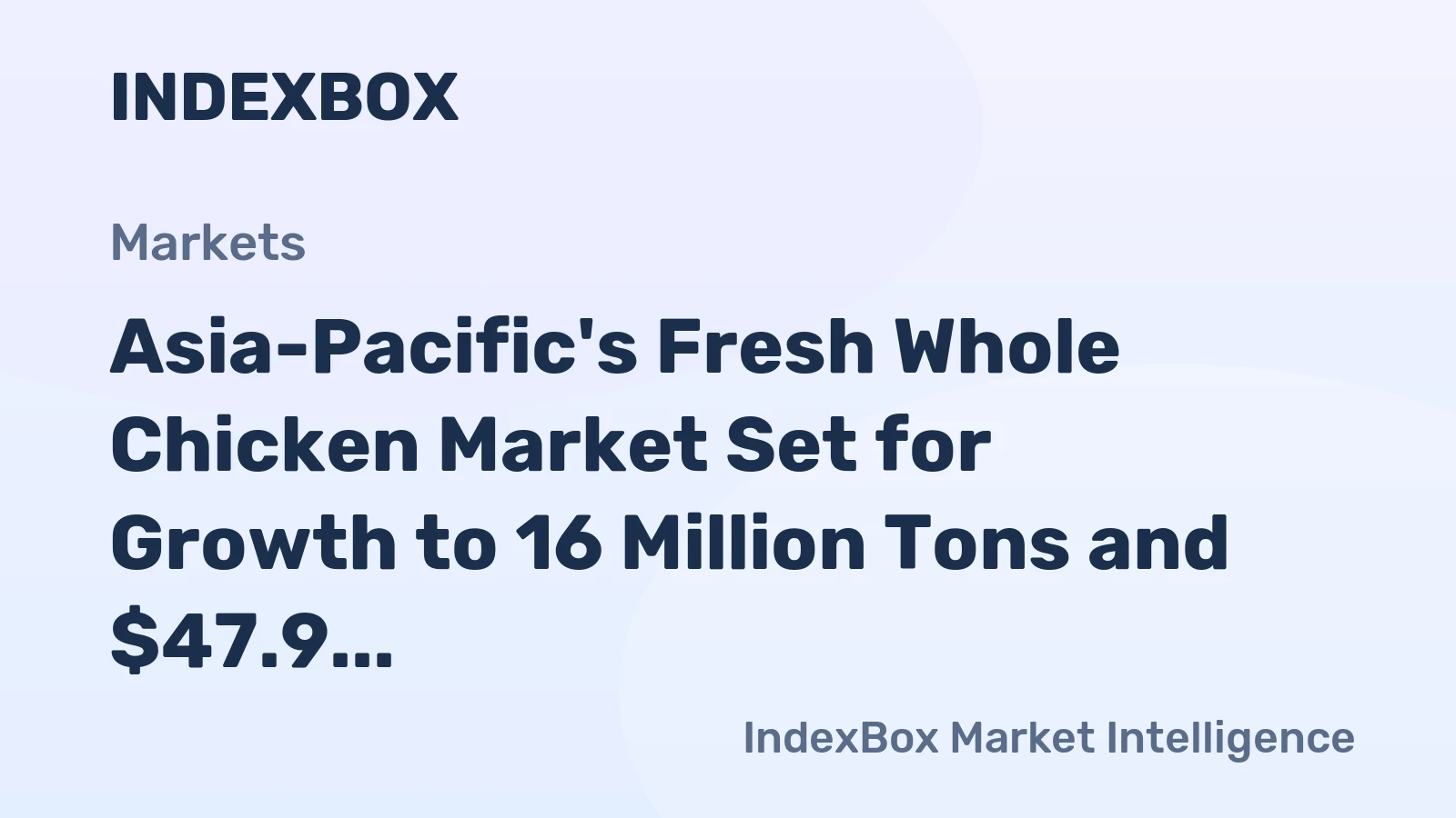 Asia-Pacific's Fresh Whole Chicken Market Set for Growth to 16 Million Tons and $47.9 Billion