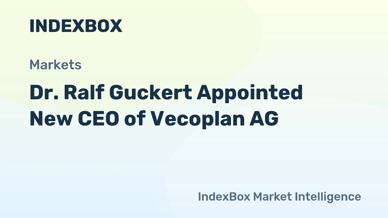 Dr. Ralf Guckert Appointed New CEO of Vecoplan AG