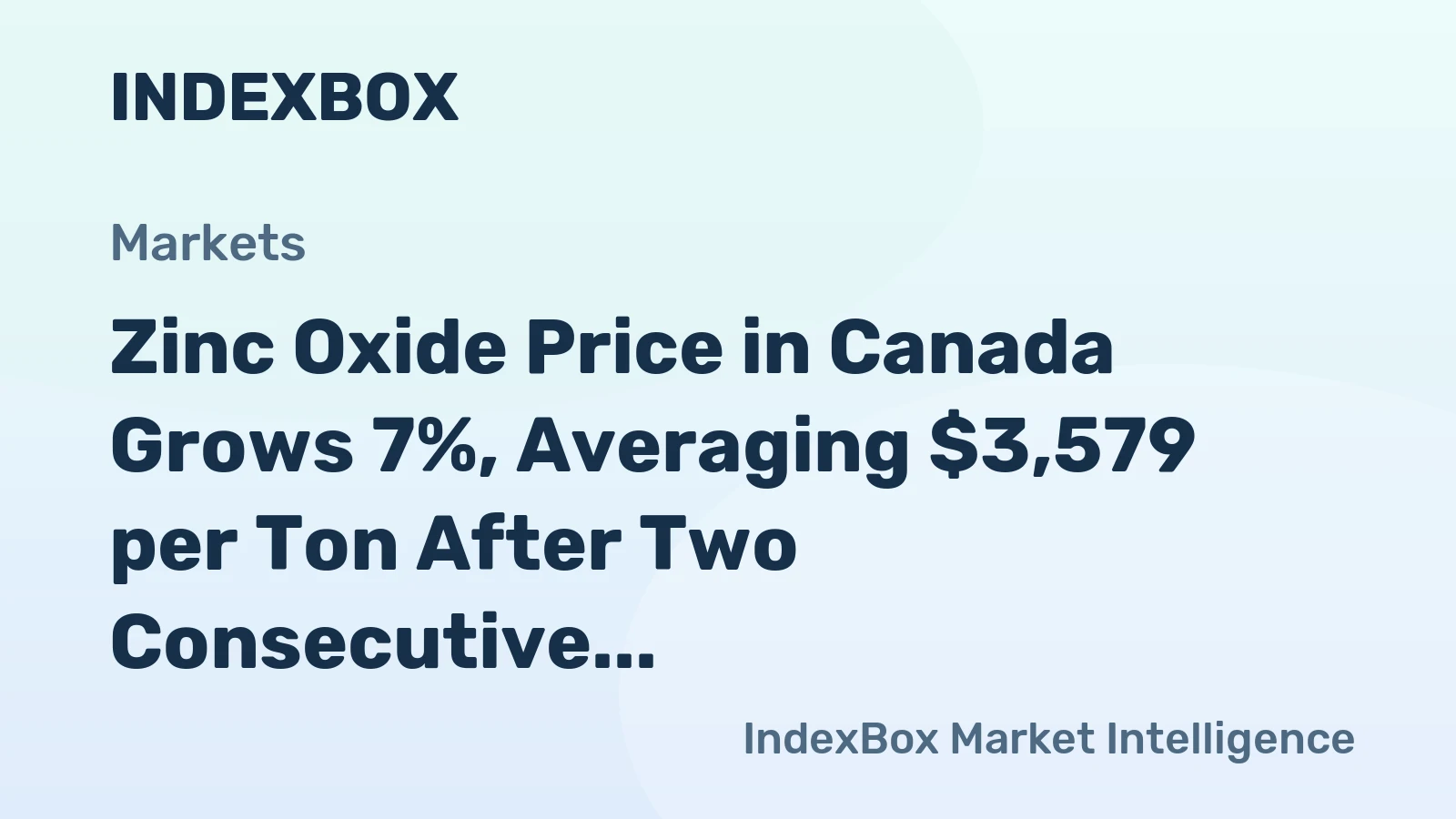 Zinc Oxide Price in Canada Grows 7%, Averaging $3,579 per Ton After Two Consecutive Months of Increase