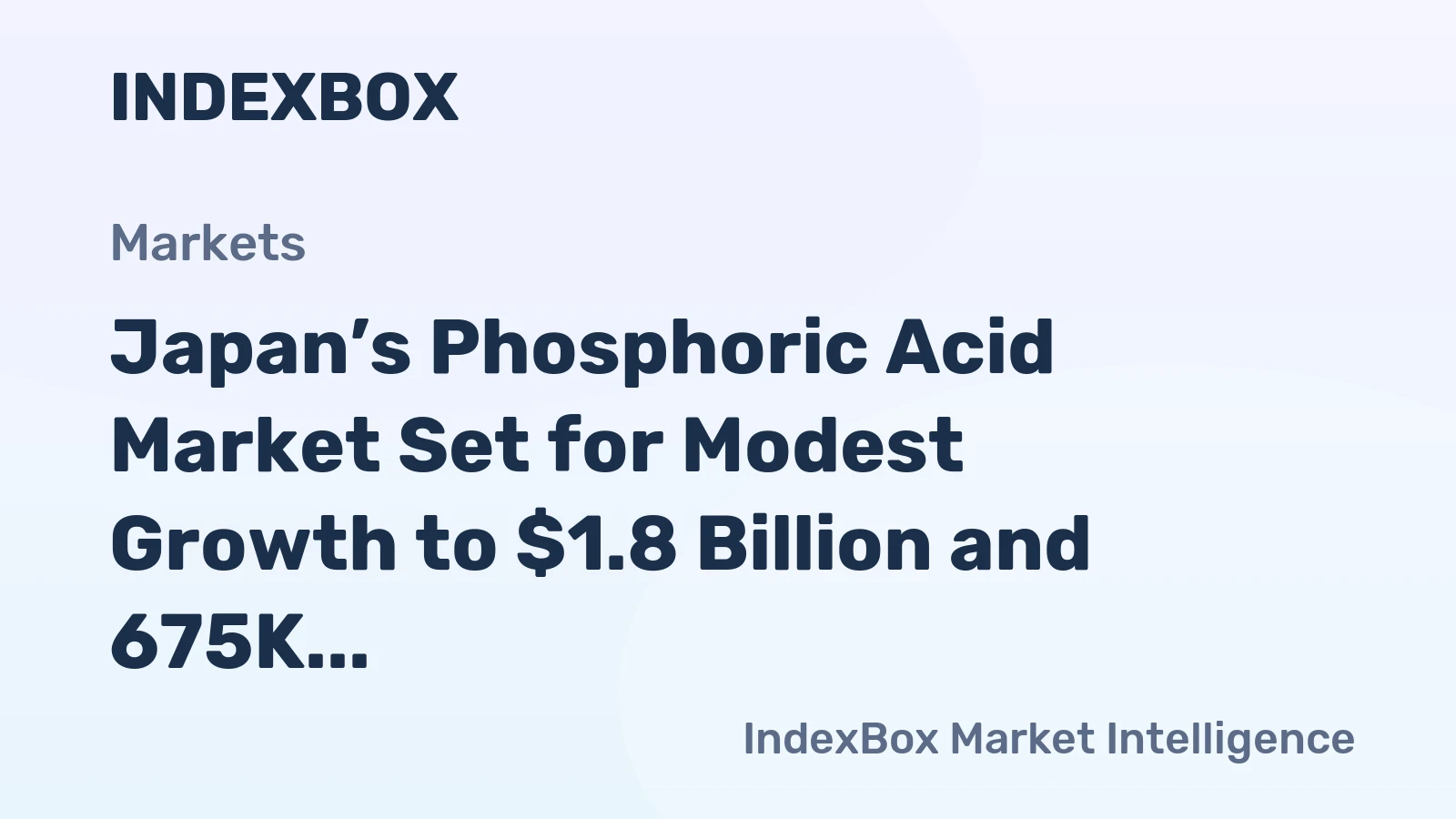 Japan’s Phosphoric Acid Market Set for Modest Growth to $1.8 Billion and 675K Tons by 2035
