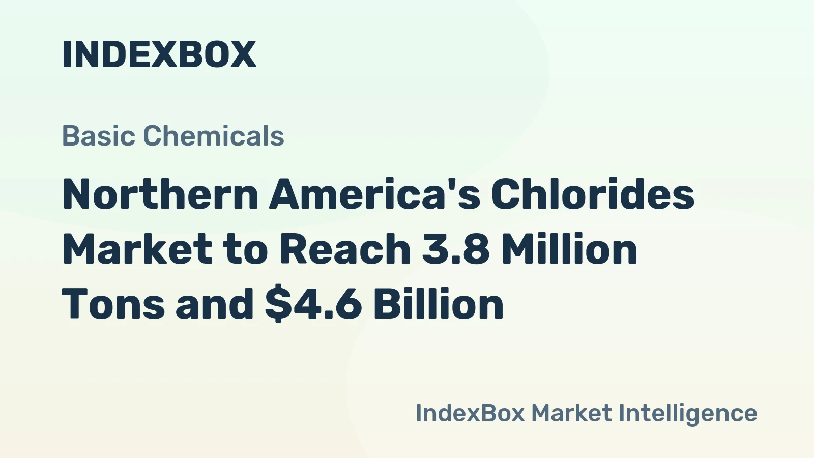 Northern America's Chlorides Market to Reach 3.8 Million Tons and $4.6 Billion