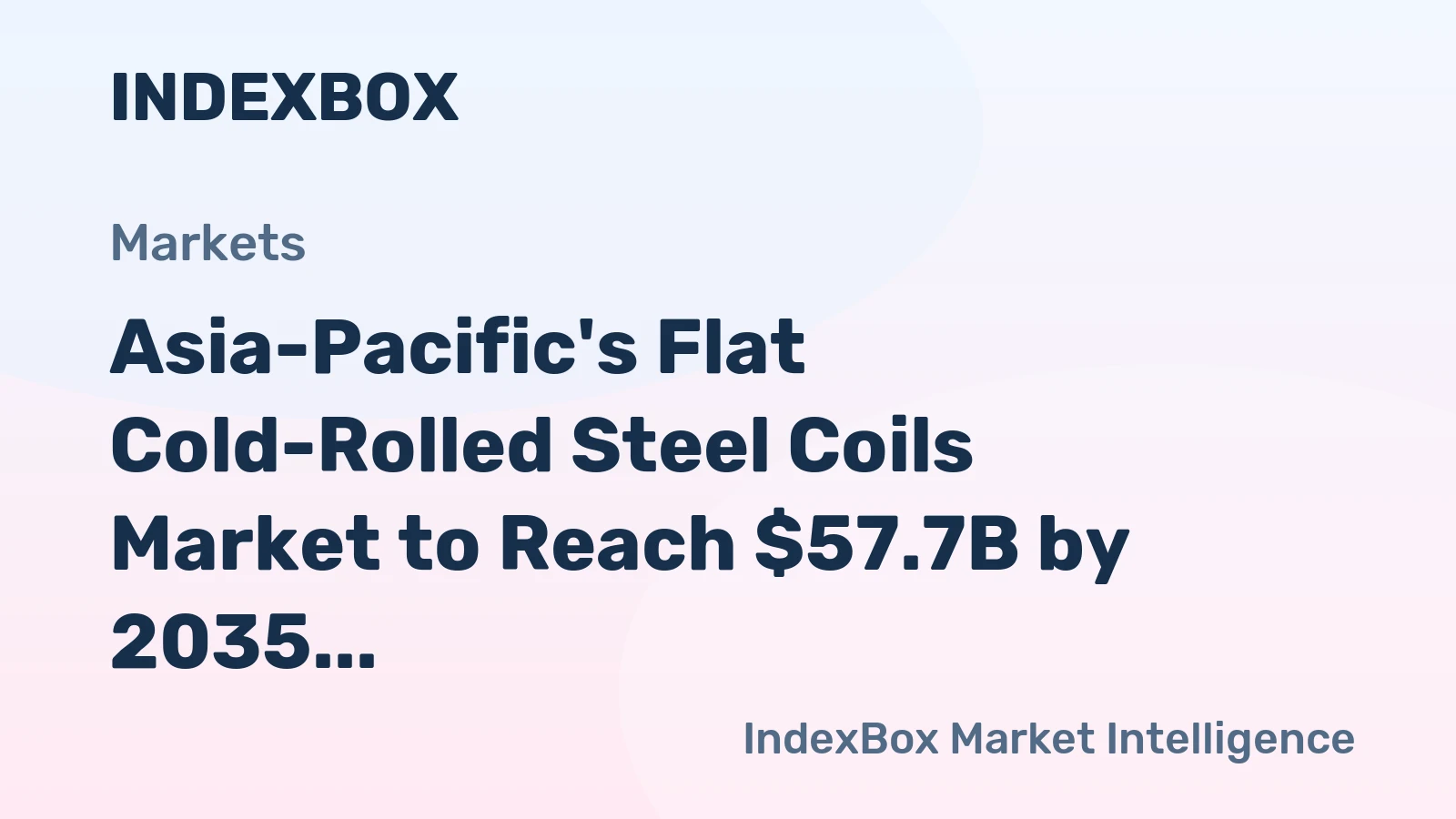 Asia-Pacific's Flat Cold-Rolled Steel Coils Market to Reach $57.7B by 2035 on a +2.6% Value CAGR