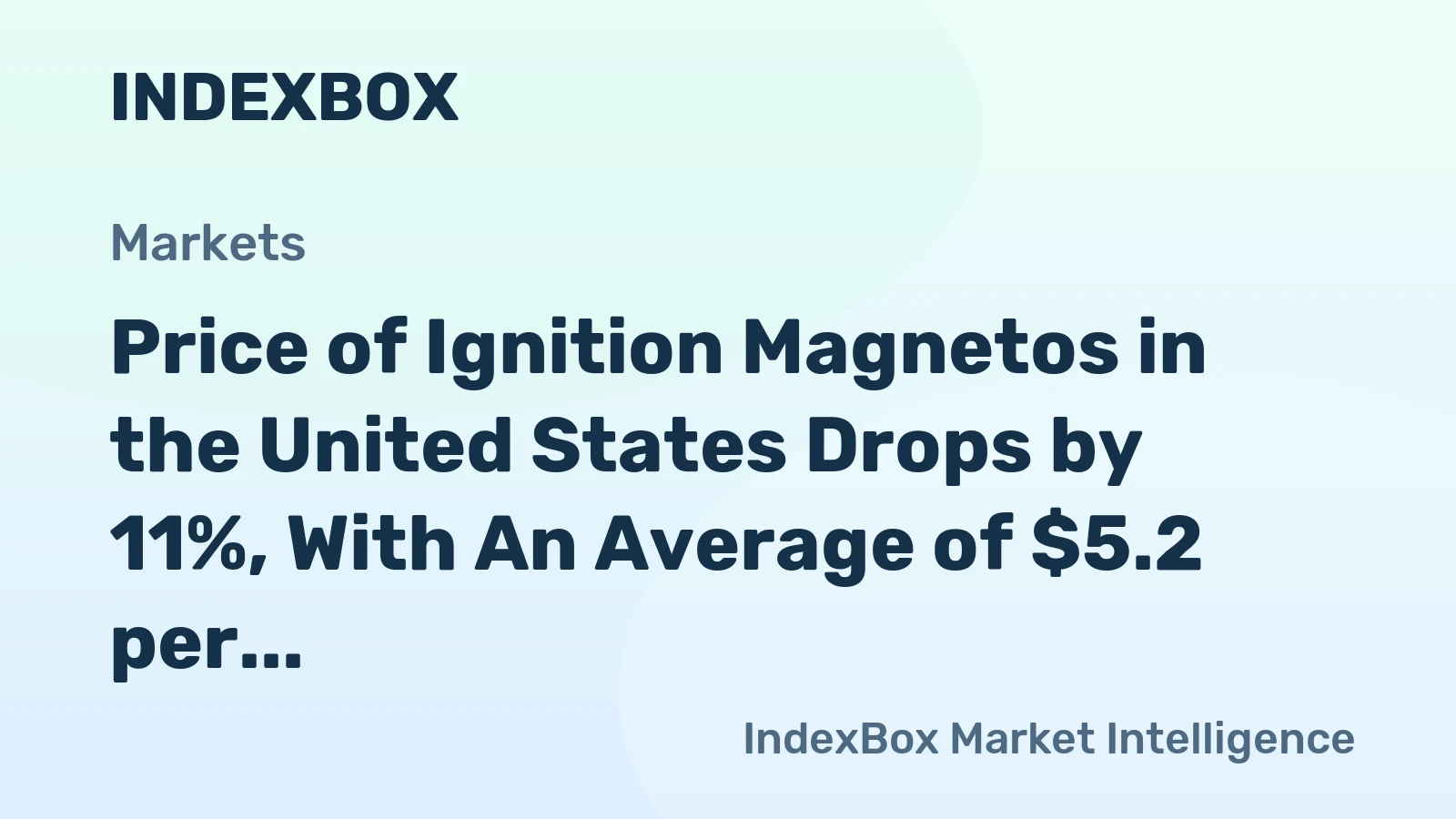 Price of Ignition Magnetos in the United States Drops by 11%, With An Average of $5.2 per Unit