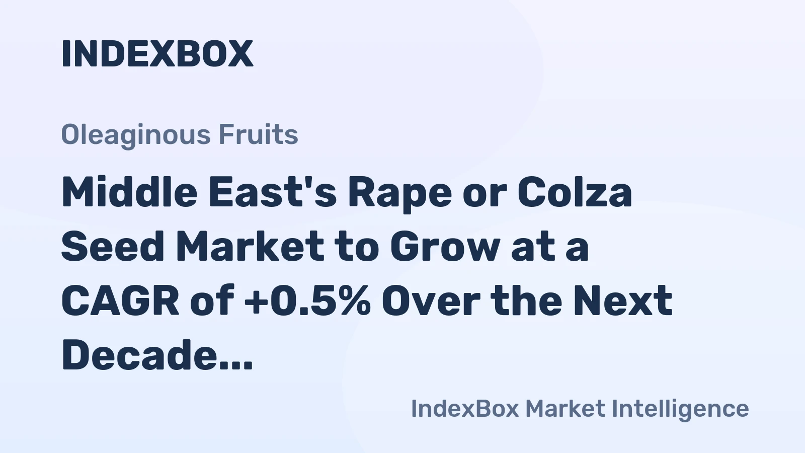 Middle East's Rape or Colza Seed Market to Grow at a CAGR of +0.5% Over the Next Decade