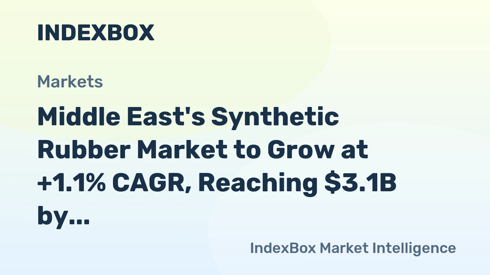 Middle East's Synthetic Rubber Market to Grow at +1.1% CAGR, Reaching $3.1B by 2035