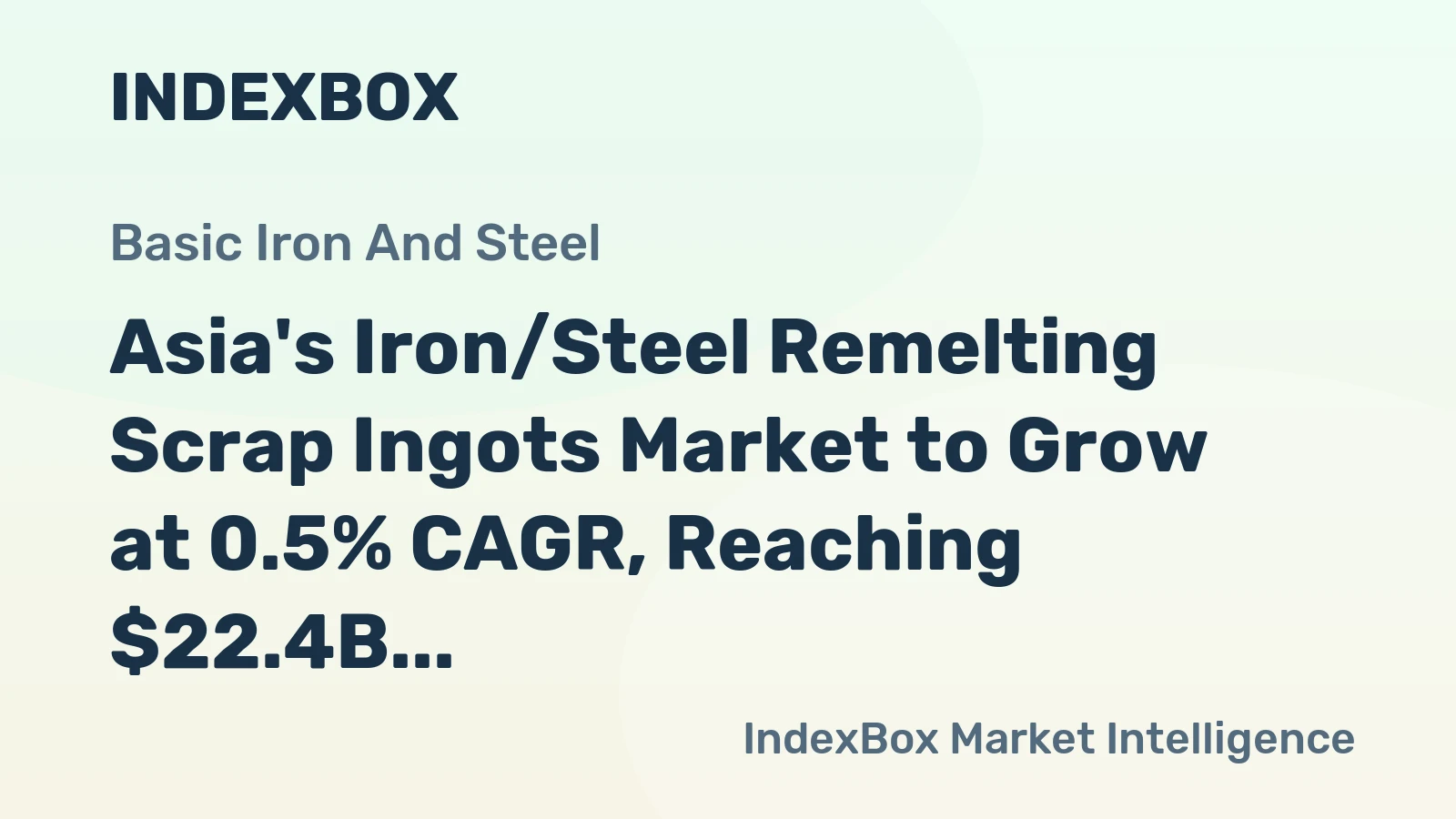 Asia's Iron/Steel Remelting Scrap Ingots Market to Grow at 0.5% CAGR, Reaching $22.4B by 2035