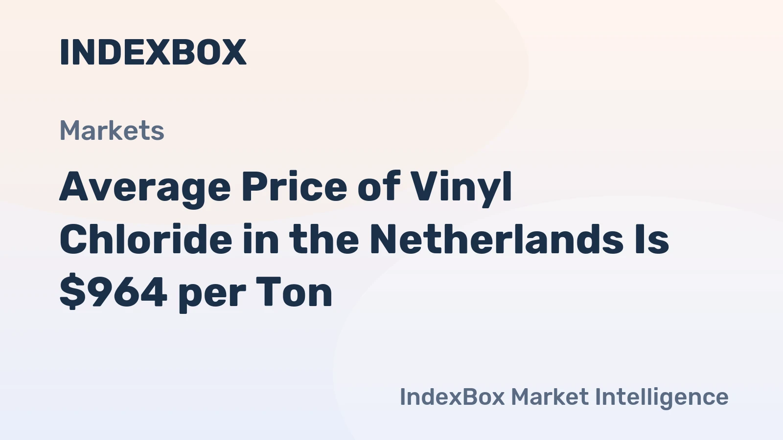 Average Price of Vinyl Chloride in the Netherlands Is $964 per Ton