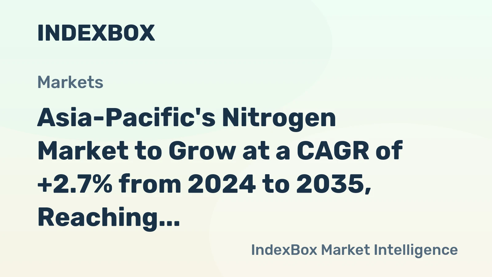 Asia-Pacific's Nitrogen Market to Grow at a CAGR of +2.7% from 2024 to 2035, Reaching 80B Cubic Meters