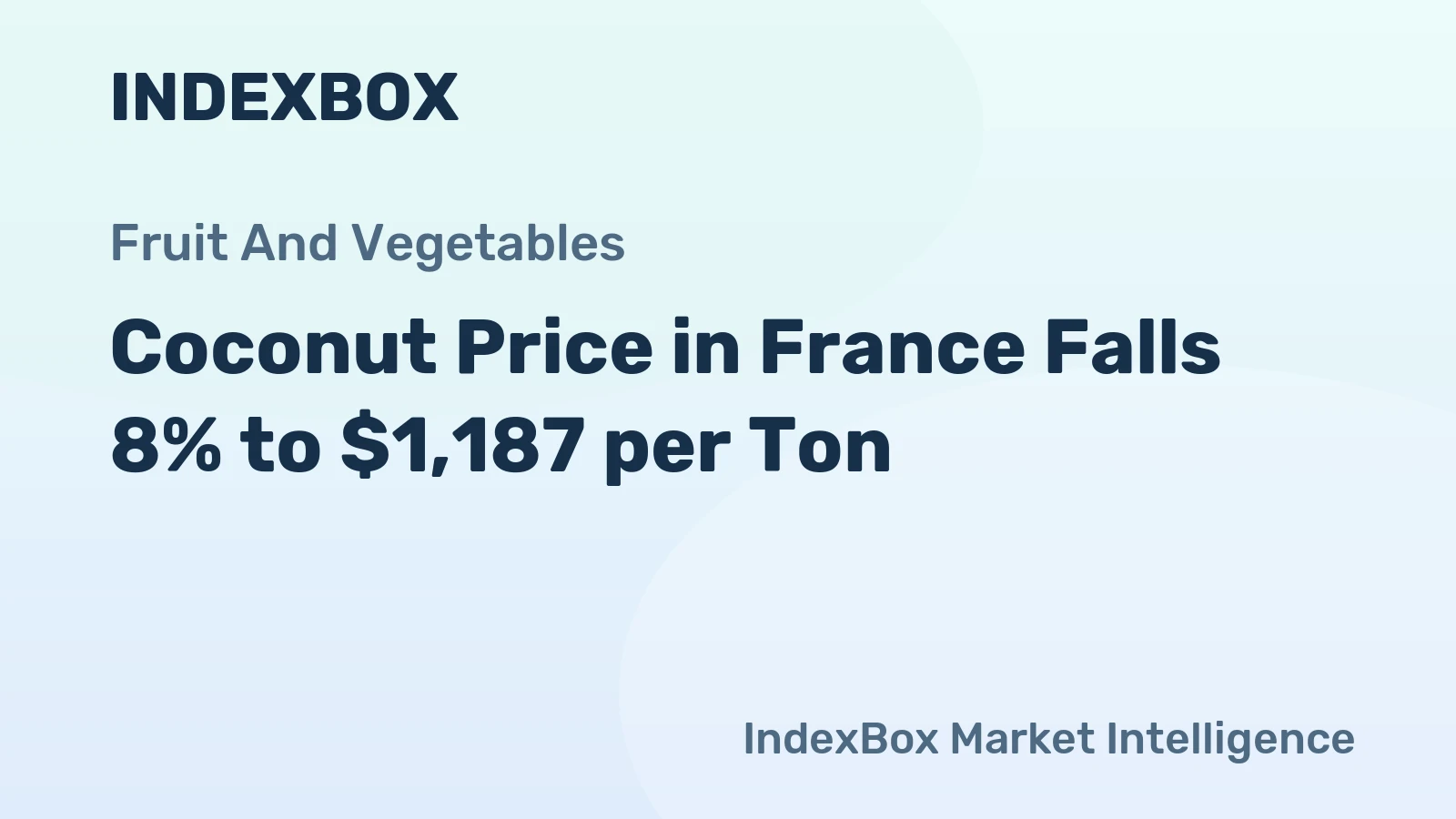 Coconut Price in France Falls 8% to $1,187 per Ton