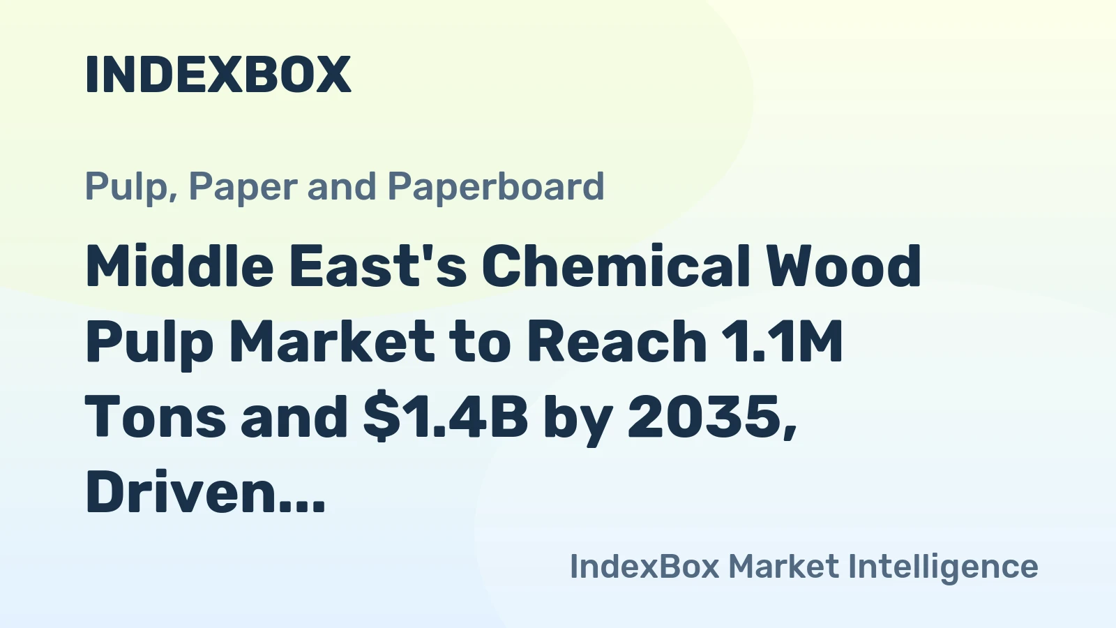 Middle East's Chemical Wood Pulp Market to Reach 1.1M Tons and $1.4B by 2035, Driven by Increasing Demand
