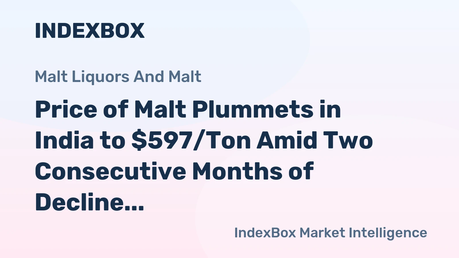 Price of Malt Plummets in India to $597/Ton Amid Two Consecutive Months of Decline