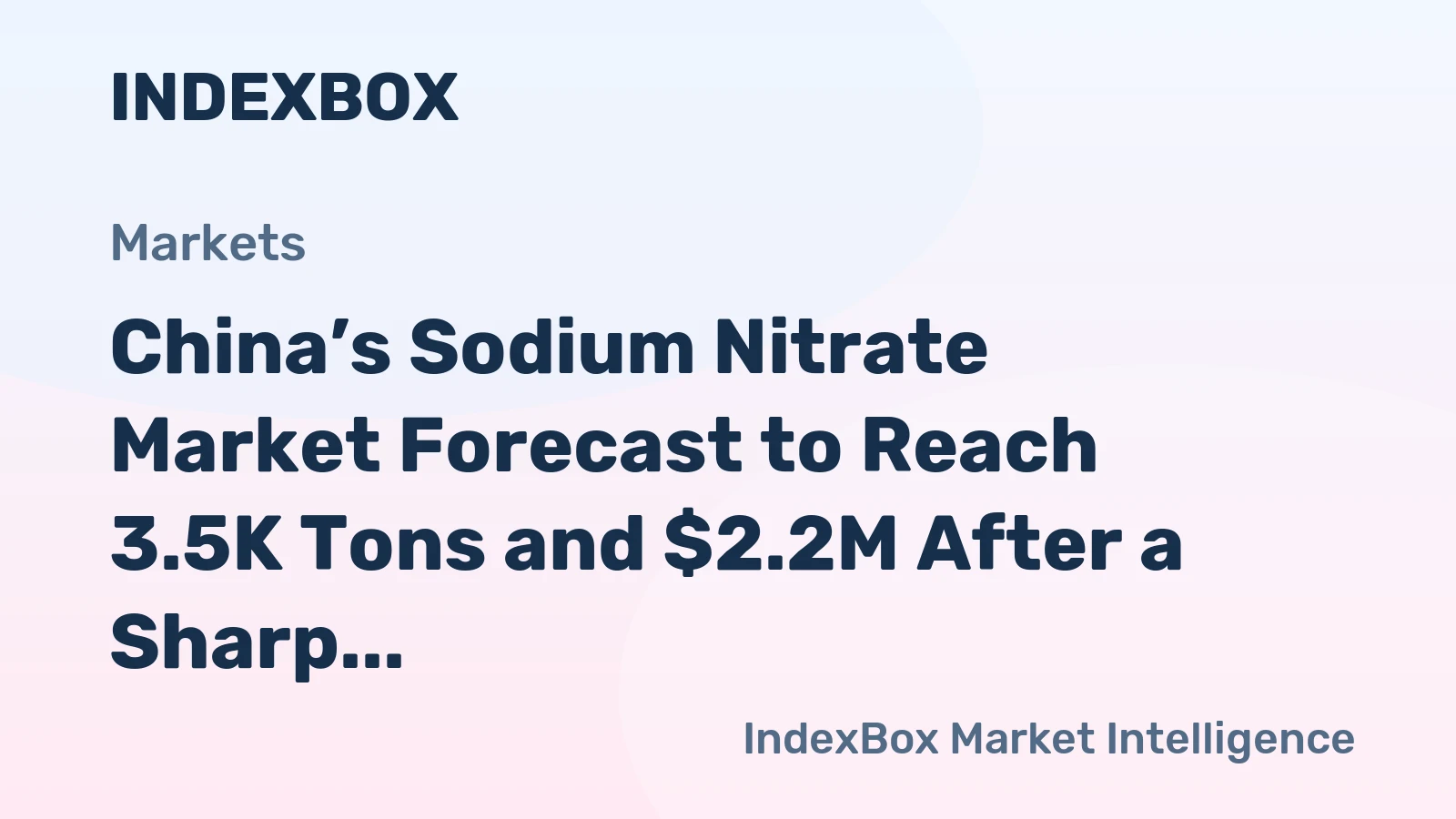 China’s Sodium Nitrate Market Forecast to Reach 3.5K Tons and $2.2M After a Sharp Consumption Decline