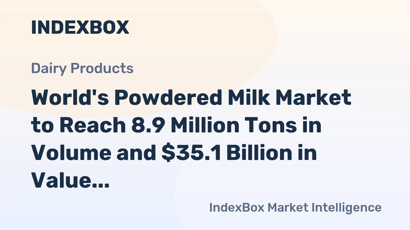 World's Powdered Milk Market to Reach 8.9 Million Tons in Volume and $35.1 Billion in Value by 2035
