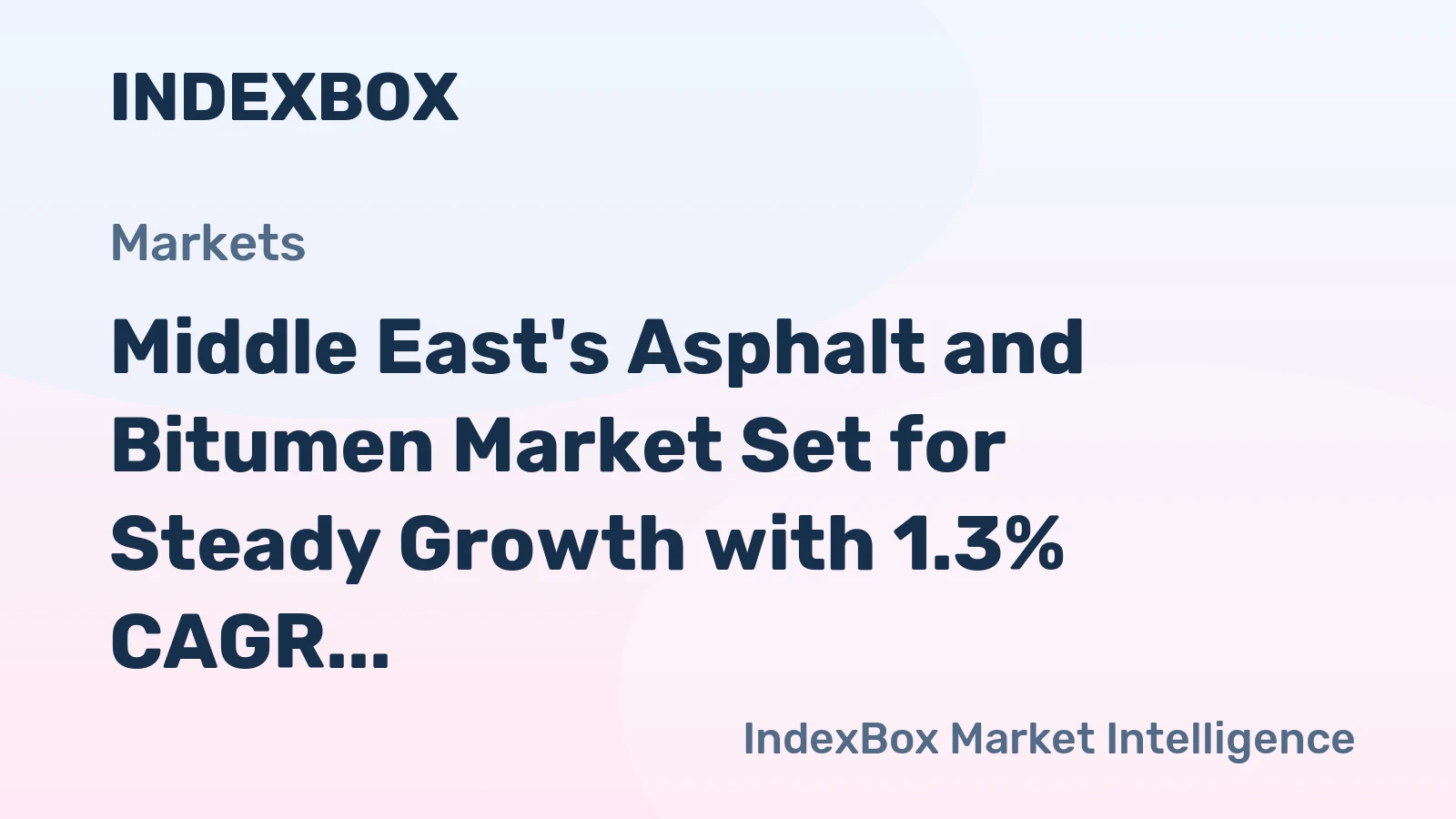 Middle East's Asphalt and Bitumen Market Set for Steady Growth with 1.3% CAGR in Value