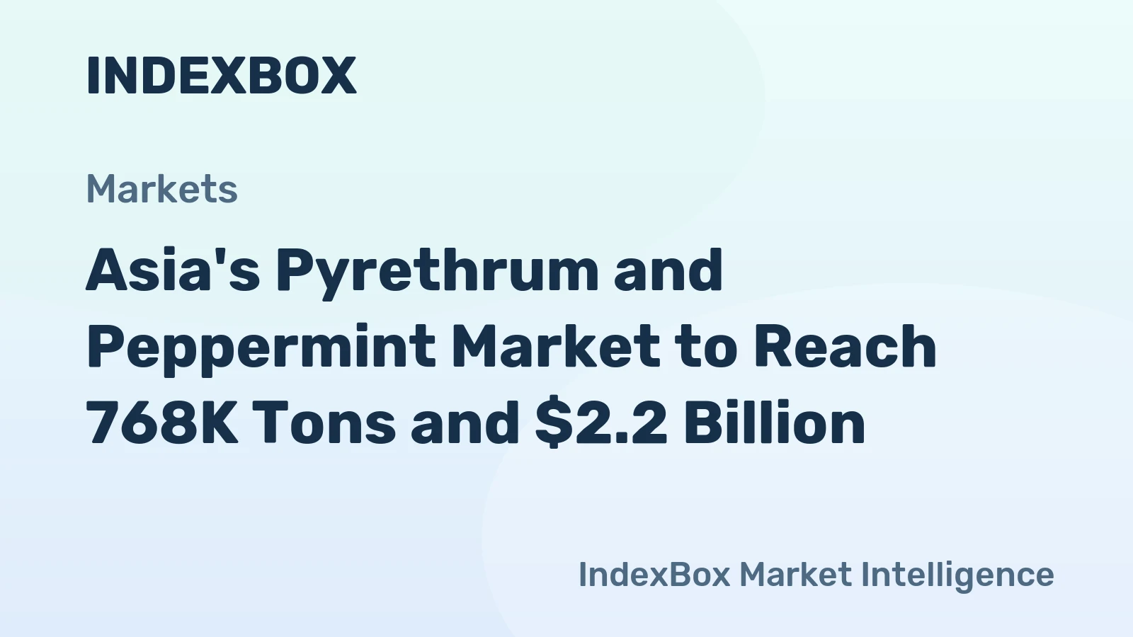 Asia's Pyrethrum and Peppermint Market to Reach 768K Tons and $2.2 Billion