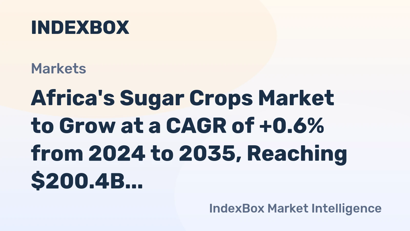 Africa's Sugar Crops Market to Grow at a CAGR of +0.6% from 2024 to 2035, Reaching $200.4B