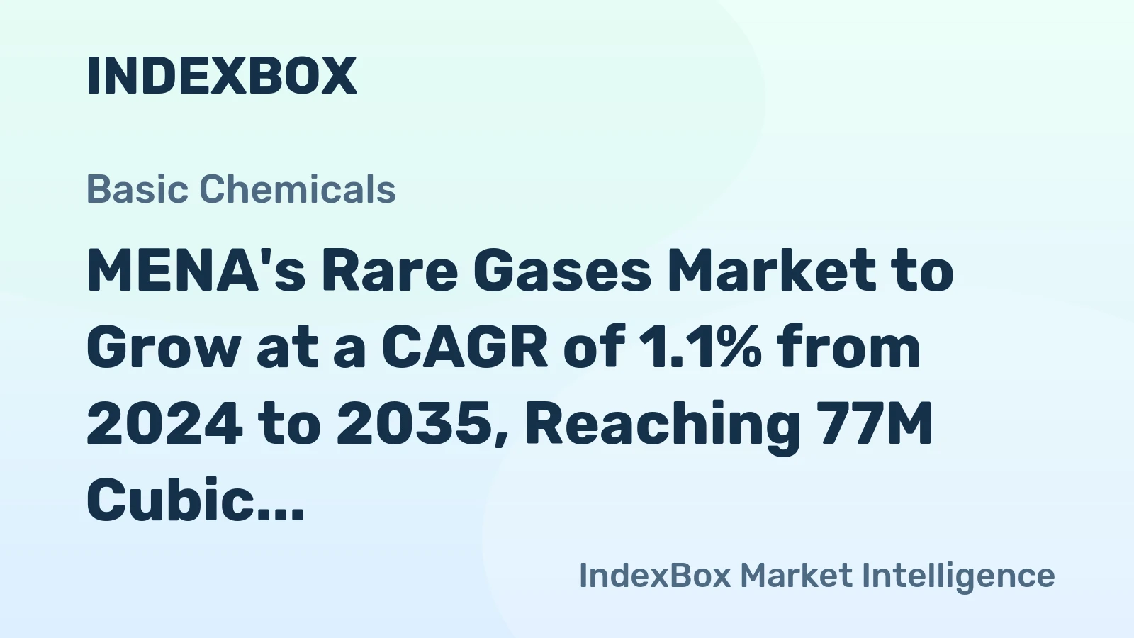MENA's Rare Gases Market to Grow at a CAGR of 1.1% from 2024 to 2035, Reaching 77M Cubic Meters in Volume